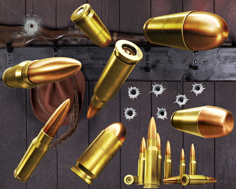Gold Bullets Holes Png Pdf Sublimation Bundle, Army, Weapon, Bullet ...