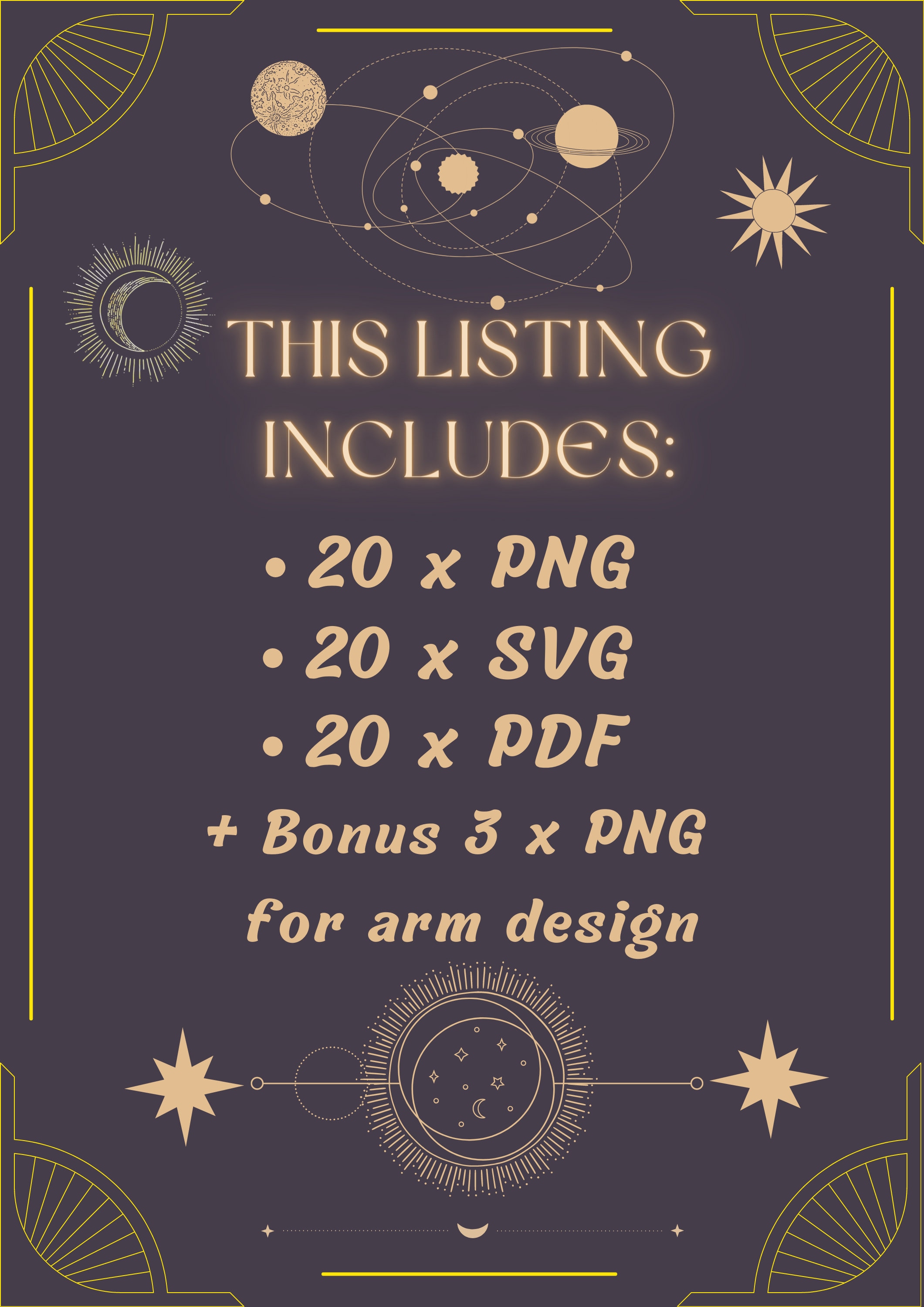 Magic and Celestial Animals SVG Png Pdf Bundle Plus Bonus Arm Design ...