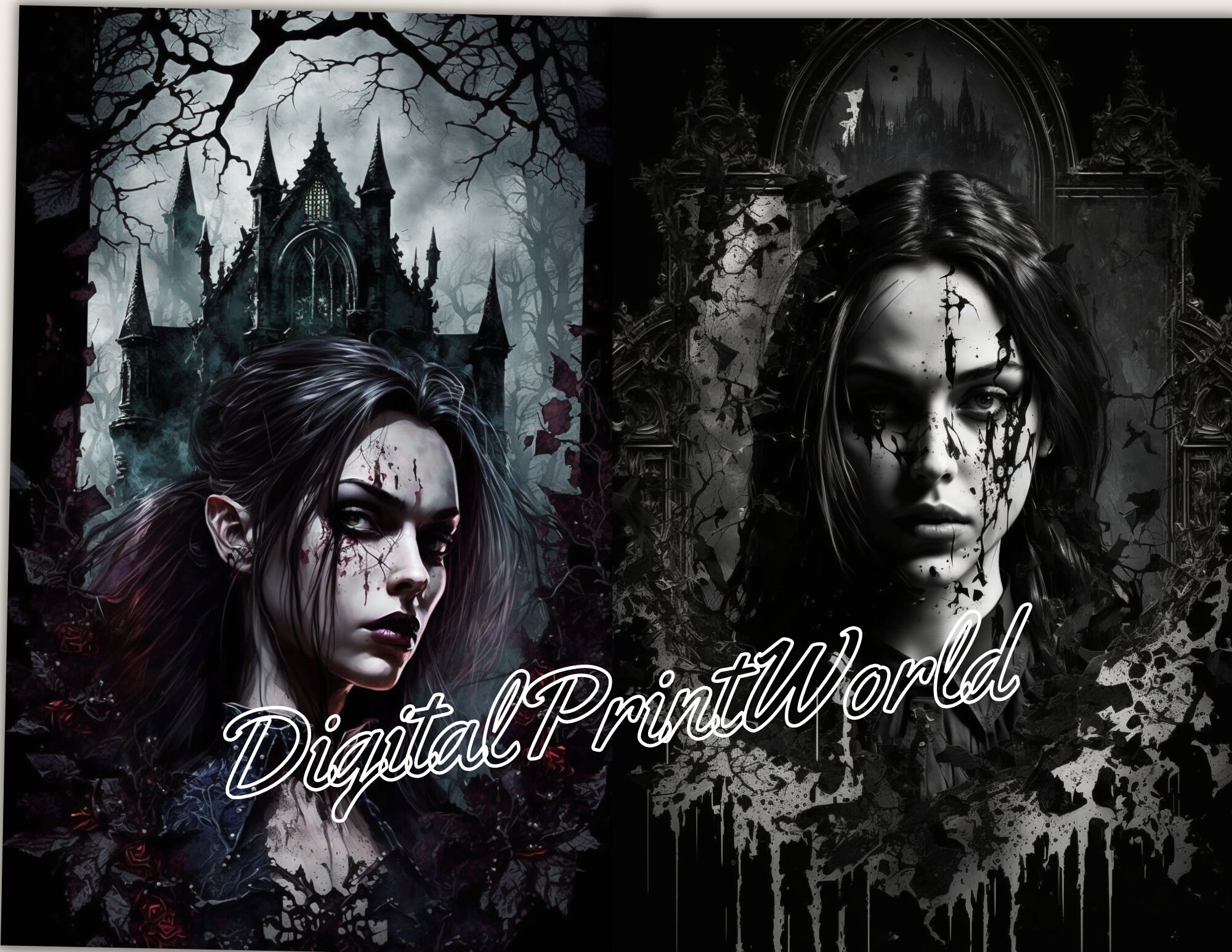 Gothic Design Set 1 Journal Cards Atc Digital Paper - Etsy