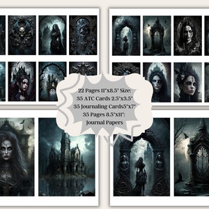 Gothic Design Set 1 Journal Cards Atc, Digital Paper, Printable ...