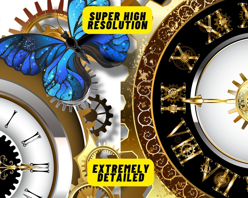 50 Steampunk Gold Desings, Clock Gears, Steampunk Clipart, Steampunk ...