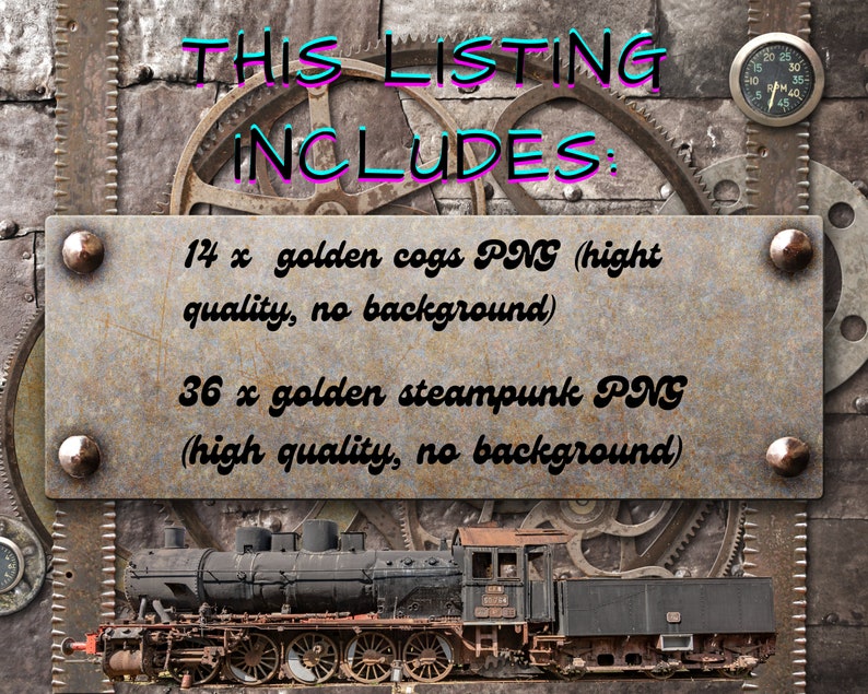 50 Steampunk Gold Desings, Clock Gears, Steampunk Clipart, Steampunk ...