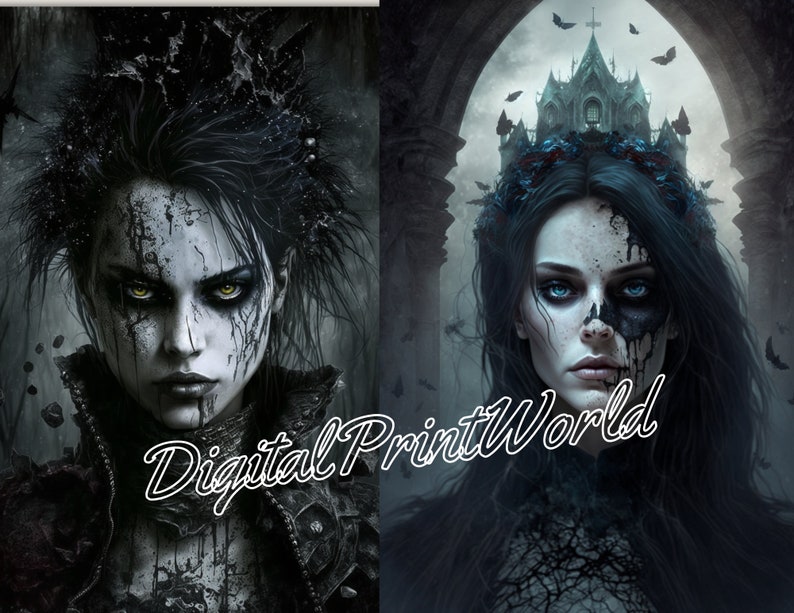 Gothic Design Set 1 Journal Cards Atc, Digital Paper, Printable ...