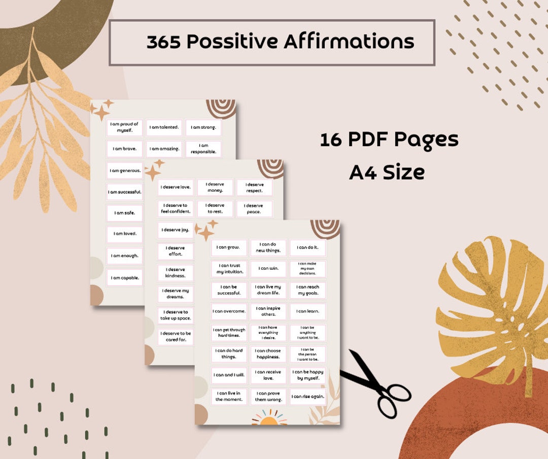 365 Daily Affirmations Printable Bundle: Positive Jar Quotes (digital ...
