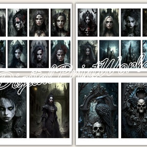 Gothic Design Set 1 Journal Cards Atc, Digital Paper, Printable ...