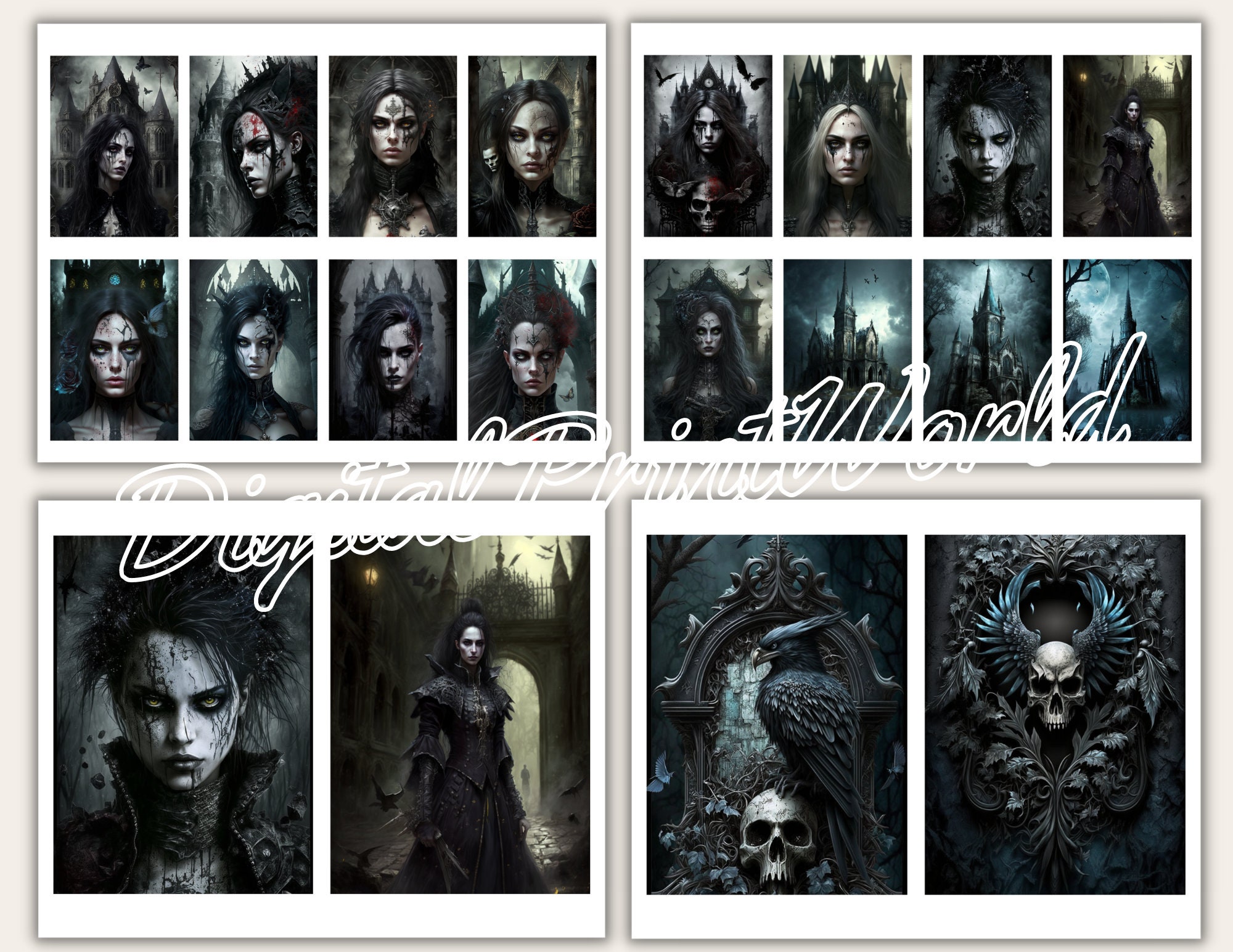 Gothic Design Set 1 Journal Cards Atc Digital Paper - Etsy