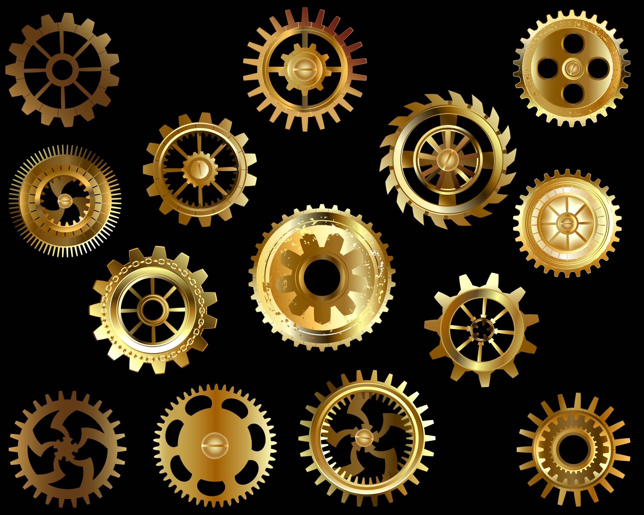 50 Steampunk Gold Desings, Clock Gears, Steampunk Clipart, Steampunk ...