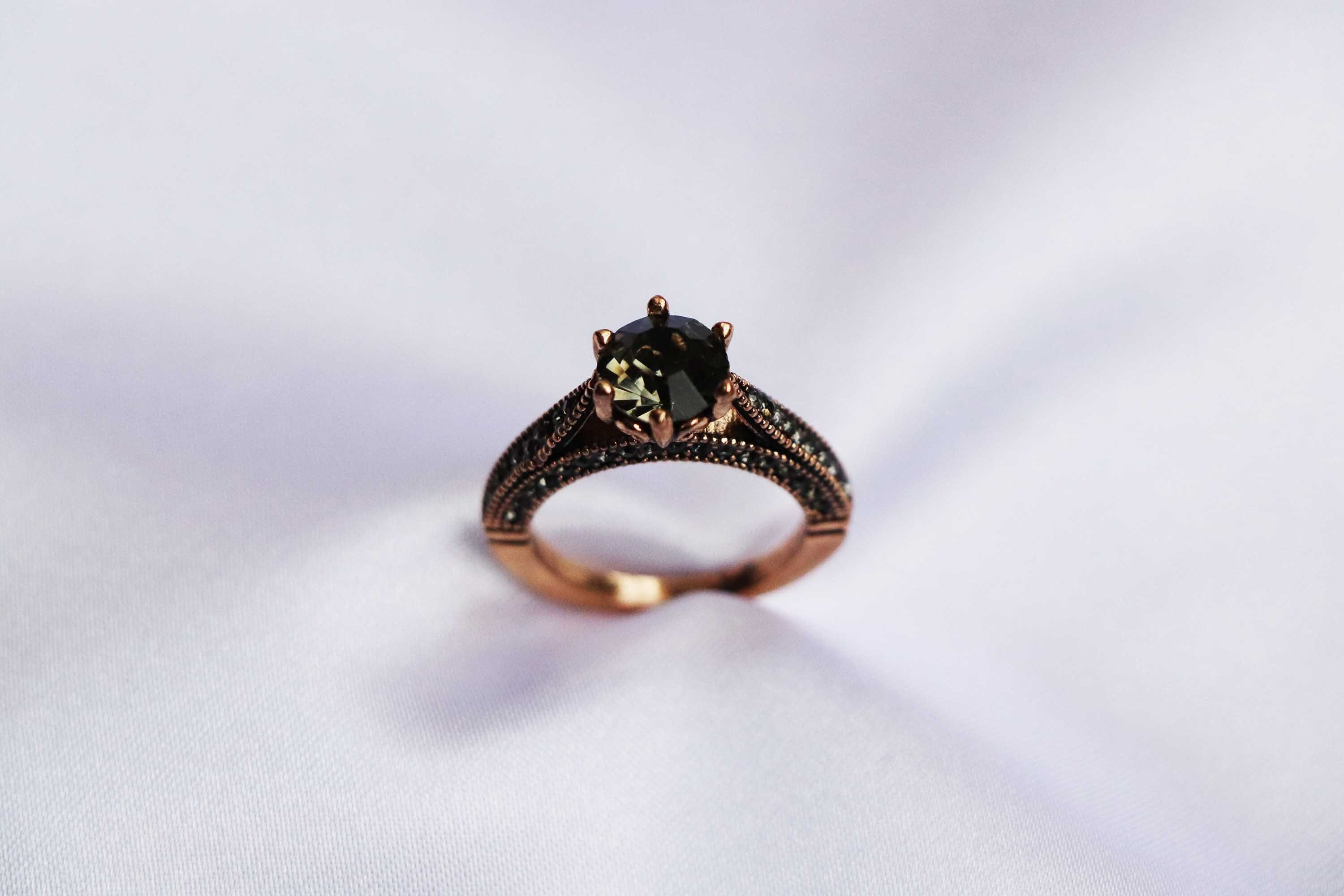 Bronze Engagement Ring, Marcasite Stones Unique, Vintage, Shiny ...