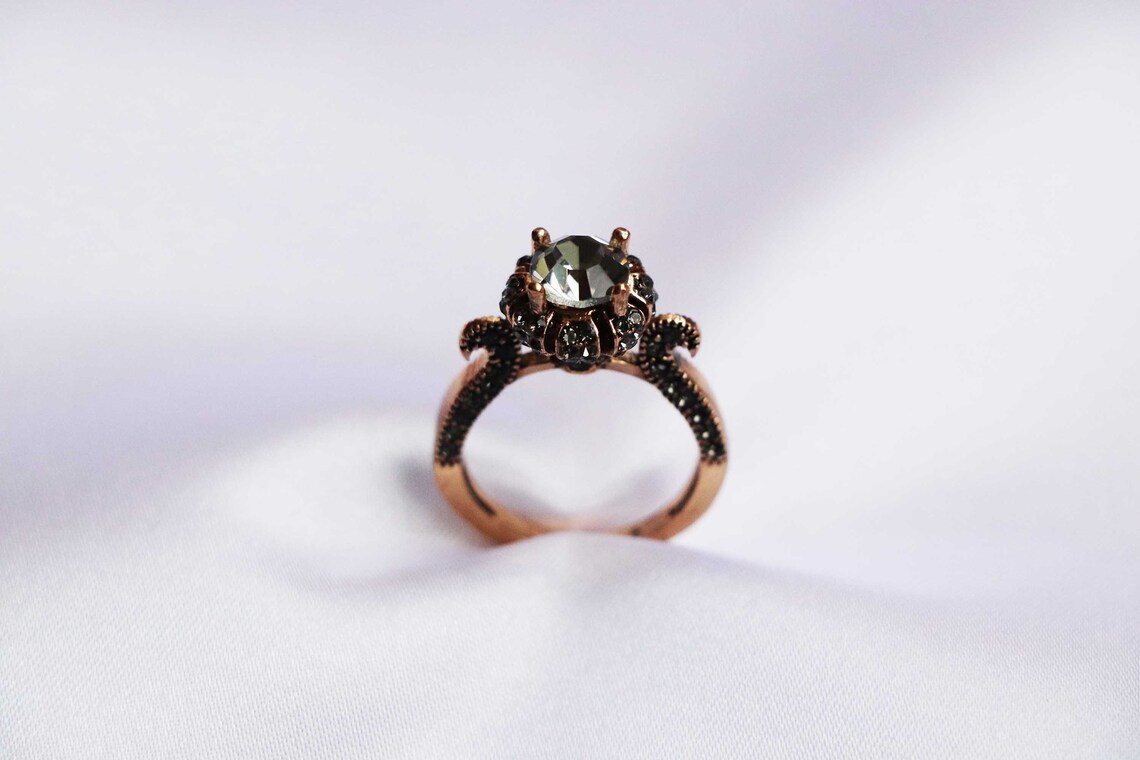 Bronze Arabian Palace Style Women Ring, Marcasite Stones Unique ...