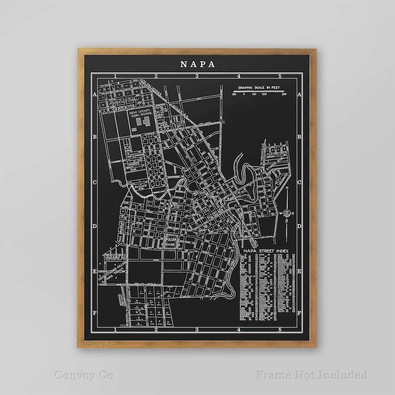 Napa Map - Napa California Map - Vintage Wine Country - Wine Art - Napa ...