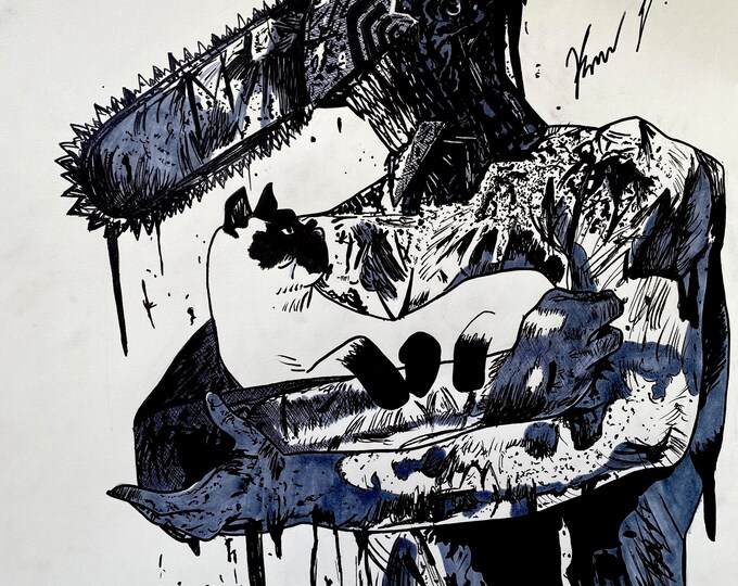 CSM Denji Manga Panel Ha Drawing. 14x17 - Etsy