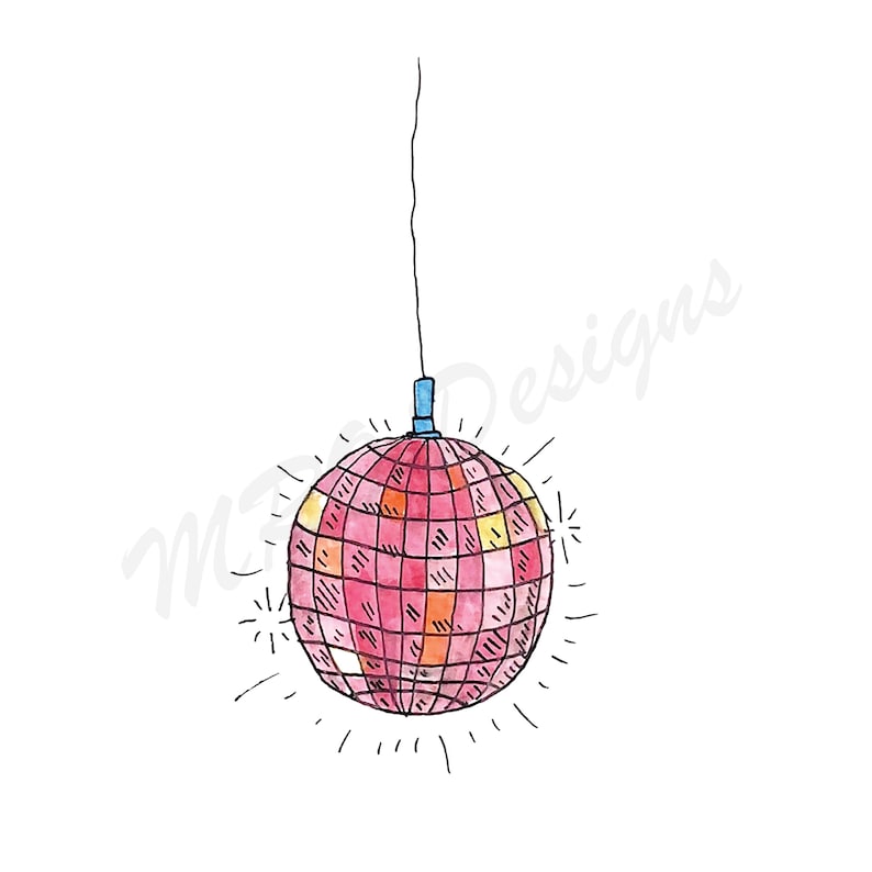 Watercolor Disco Ball - Digital Download - Etsy