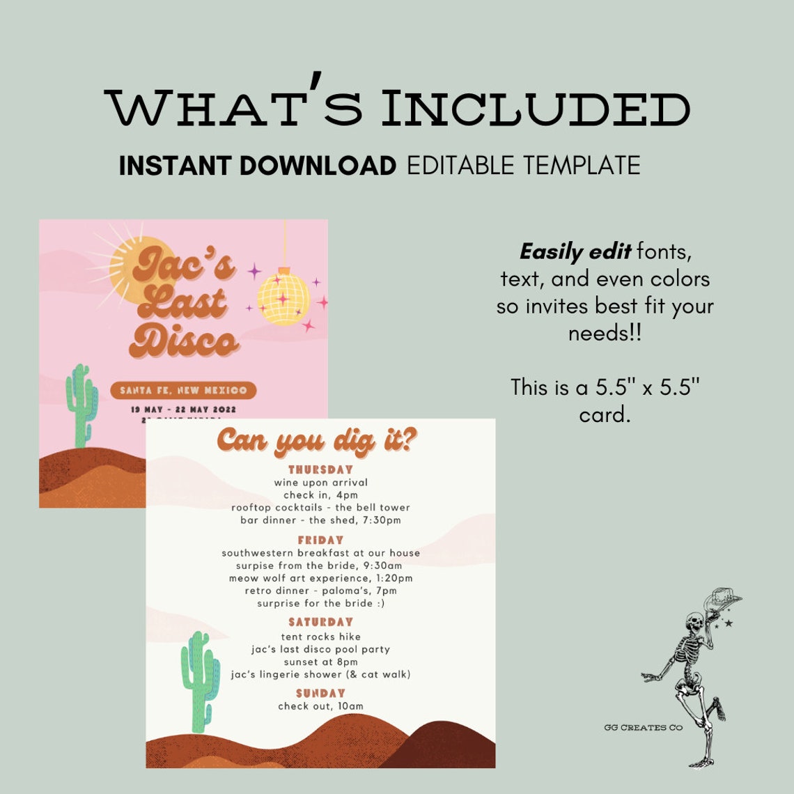 Desert Disco Bach Party Invitation, Bachelorette Party, Desert ...