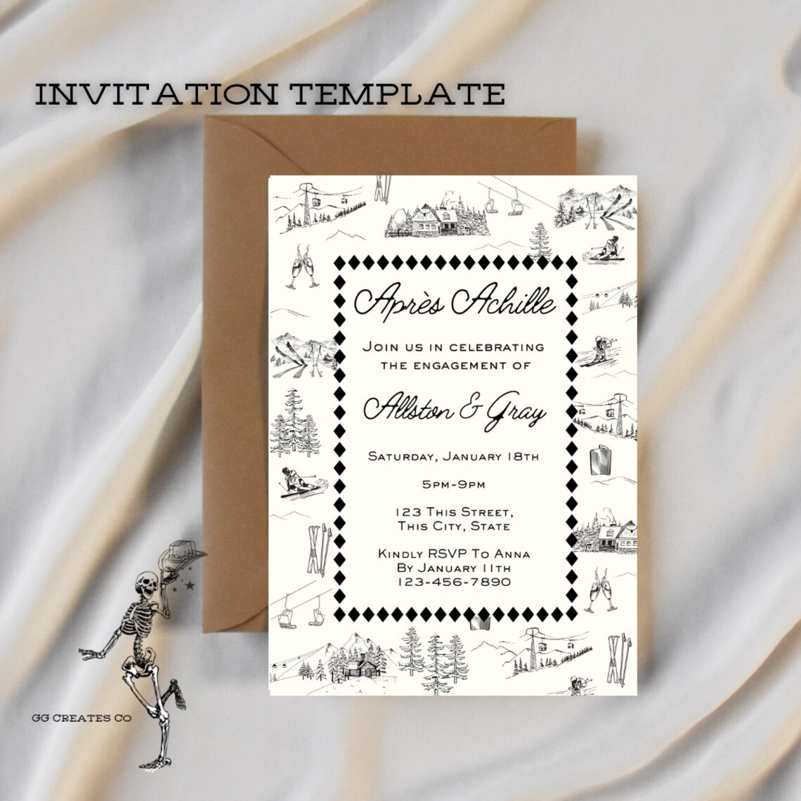 Apres Ski Invitation - Party Invite Template, Ski Invite, Après Ski ...