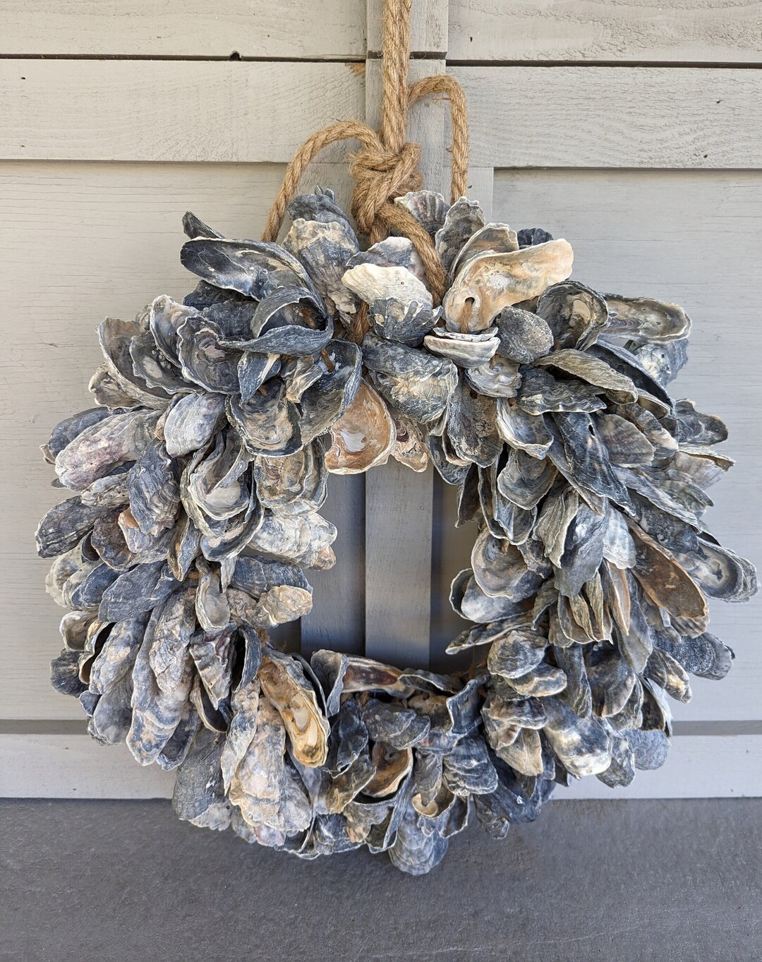 Oyster Shell Wreath Large 18"x18" With Gray Color Hues - Etsy