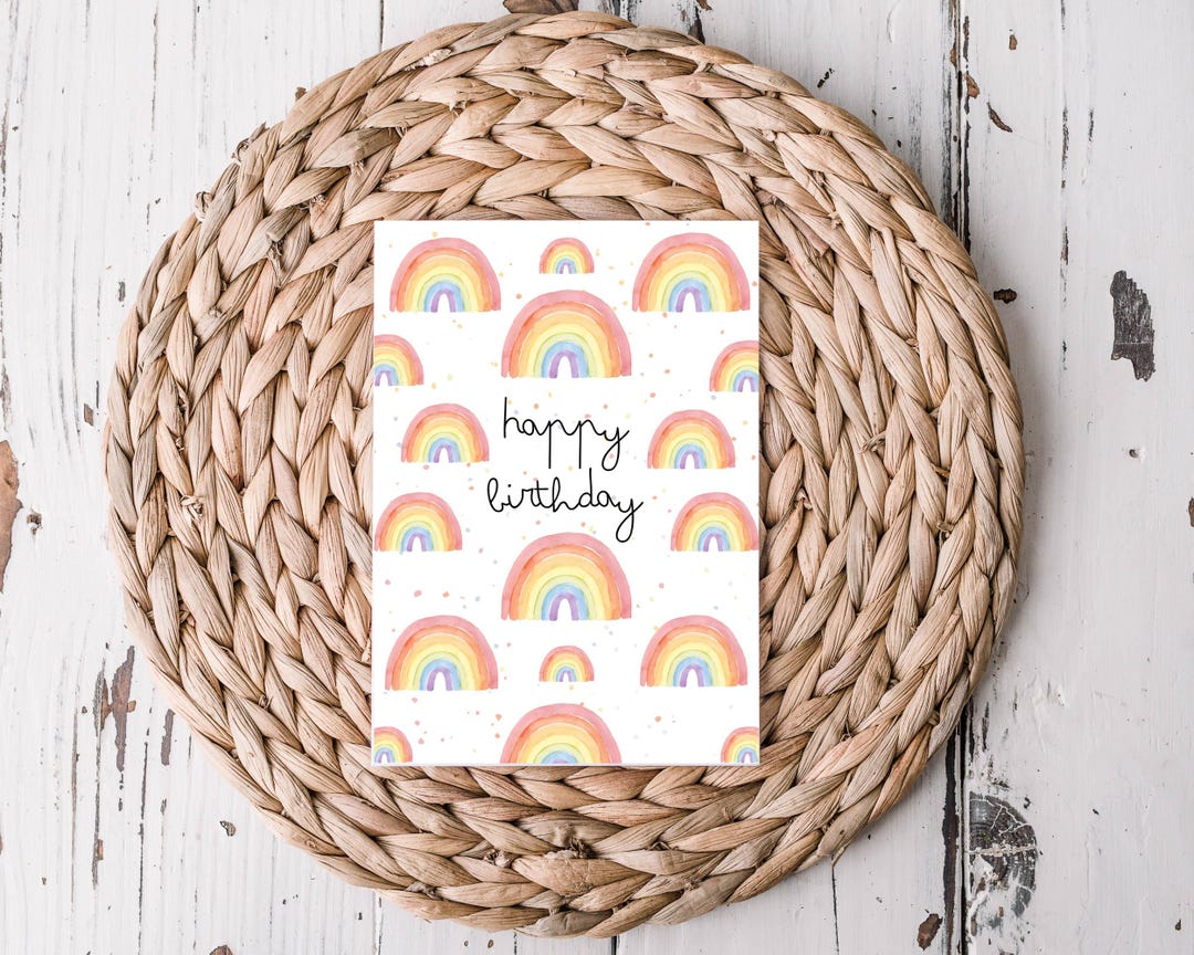 Happy Birthday | Rainbow | Greeting Card | Rainbow - Etsy