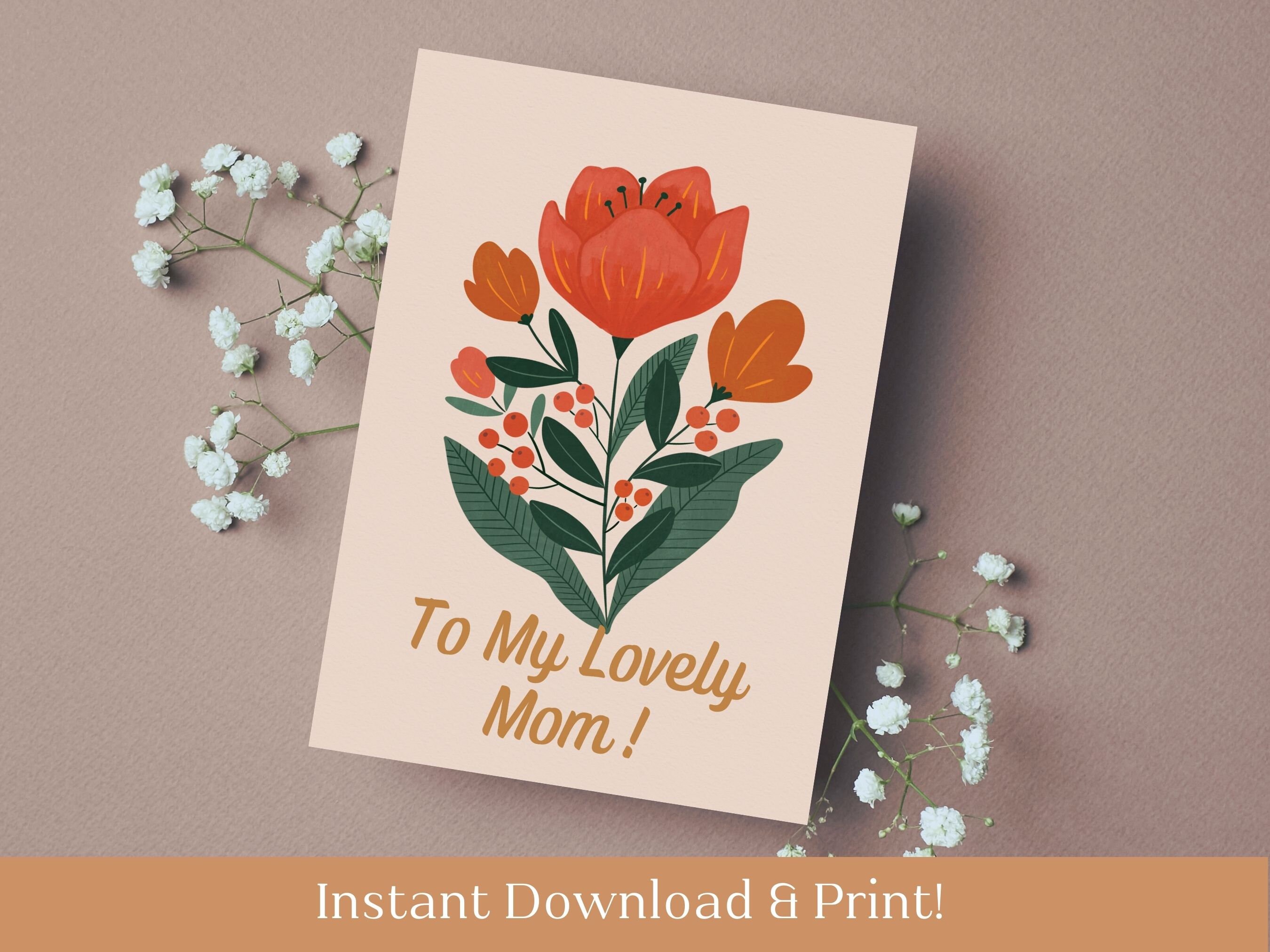 Printable Floral Mother's Day Cards by Joyberry Stationary - Etsy