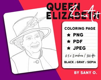 Queen Elizabeth Coloring Book - Etsy