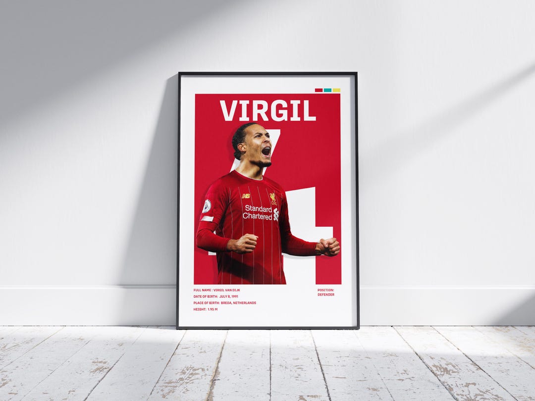 Virgil Van Dijk Poster – Liverpool FC Wall Art – Virgil Van Dijk 4 ...