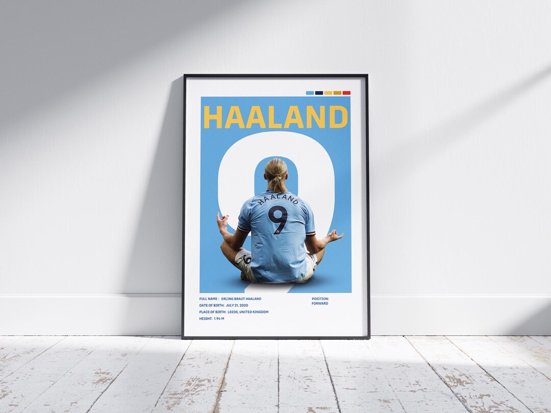 Erling Haaland Poster, Manchester City Poster, Soccer Gifts, Soccer ...