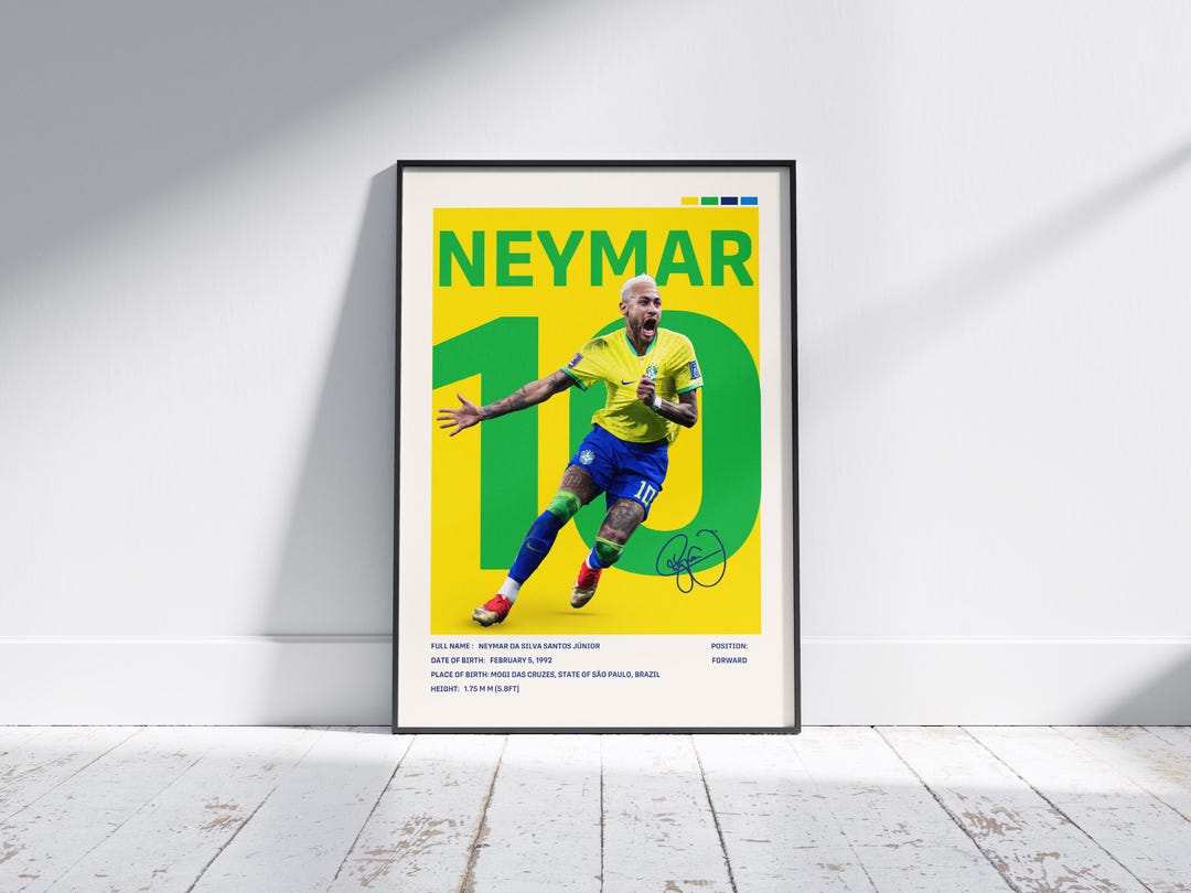 Neymar Jr Poster | Neymar Da Silva Santos Júnior Wall Art | Brazil ...