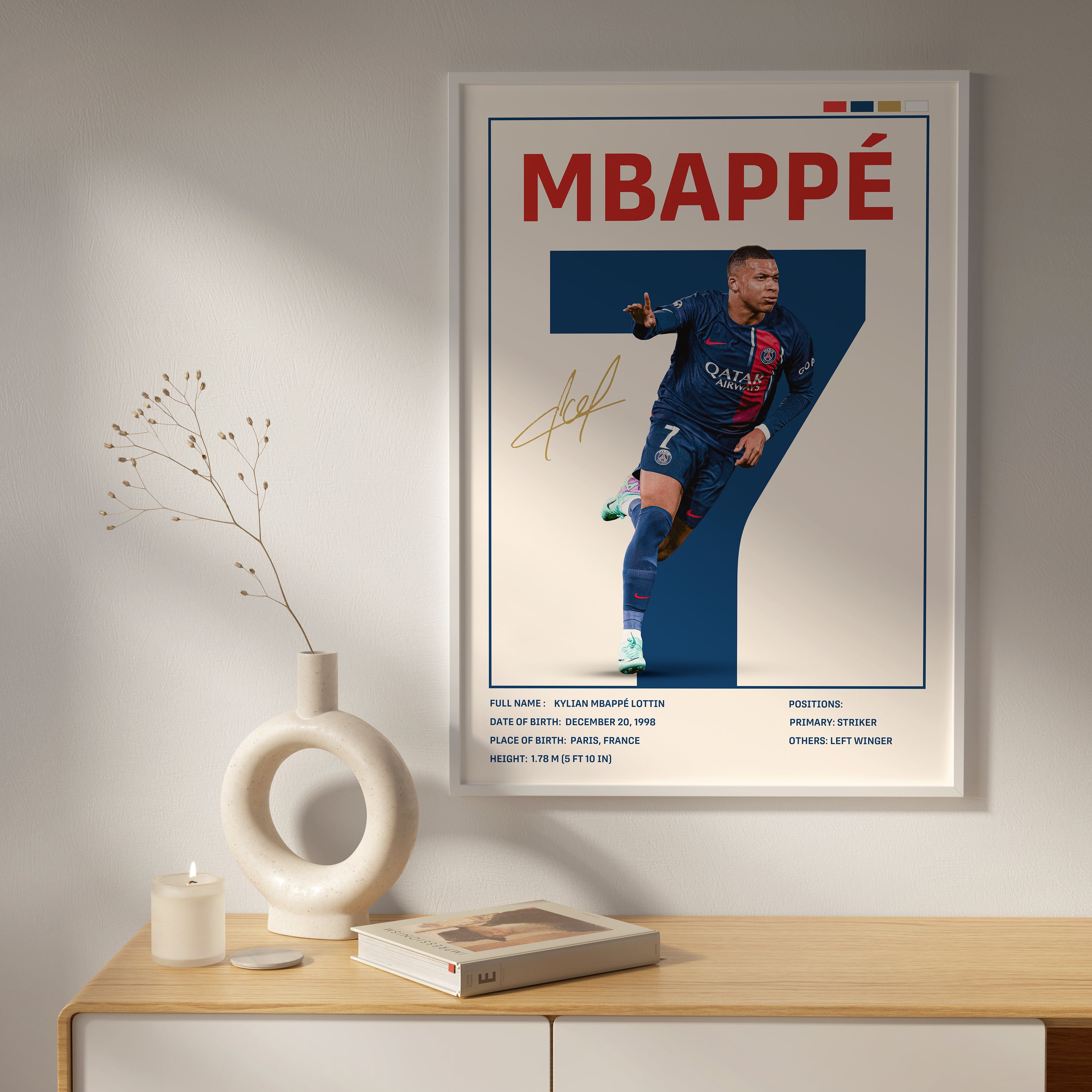 Kylian Mbappé Poster, PSG Poster, Soccer Gifts, Soccer Wall Art, Sports ...