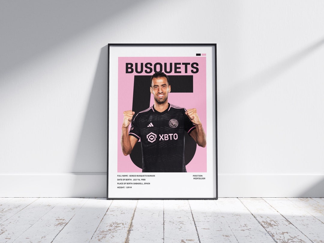 Sergio Busquets Poster, Inter Miami Poster, Soccer Gift, Soccer Wall ...