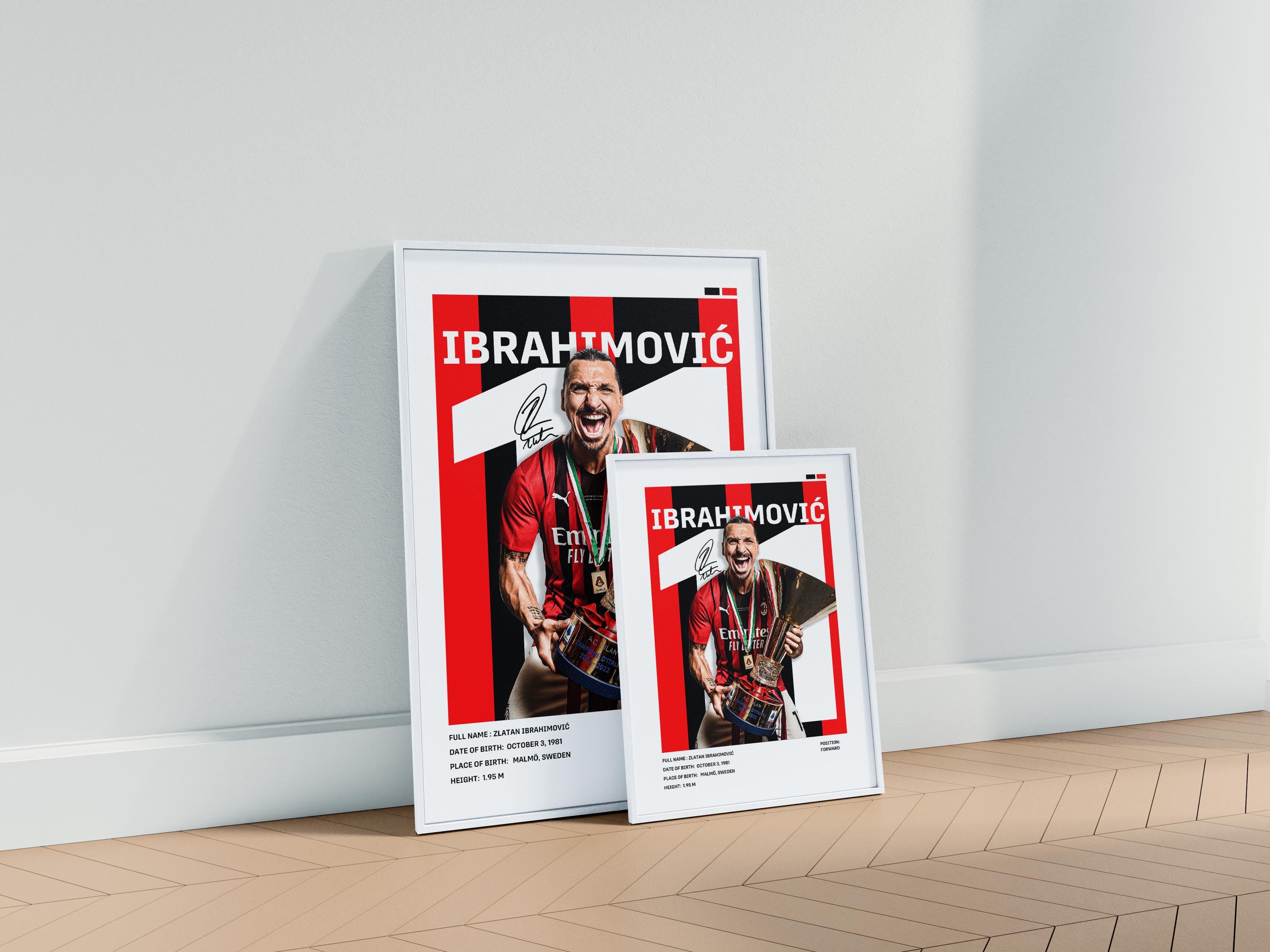 Zlatan Ibrahimovic AC Milan Poster, Soccer Wall Art, Soccer Fan Gift ...