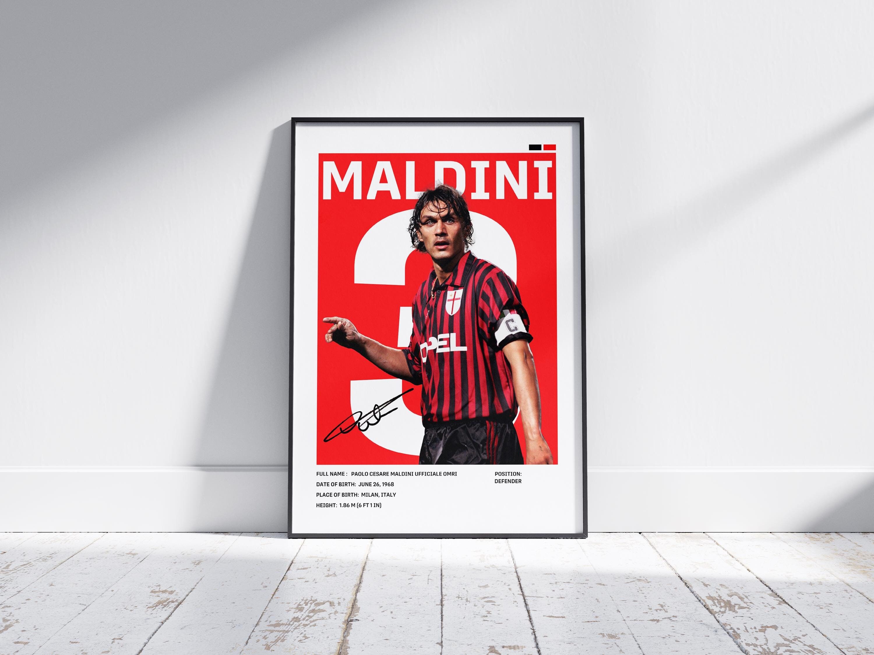 Paolo Maldini Poster, AC Milan Poster, Maldini Wall Art,maldini Print ...