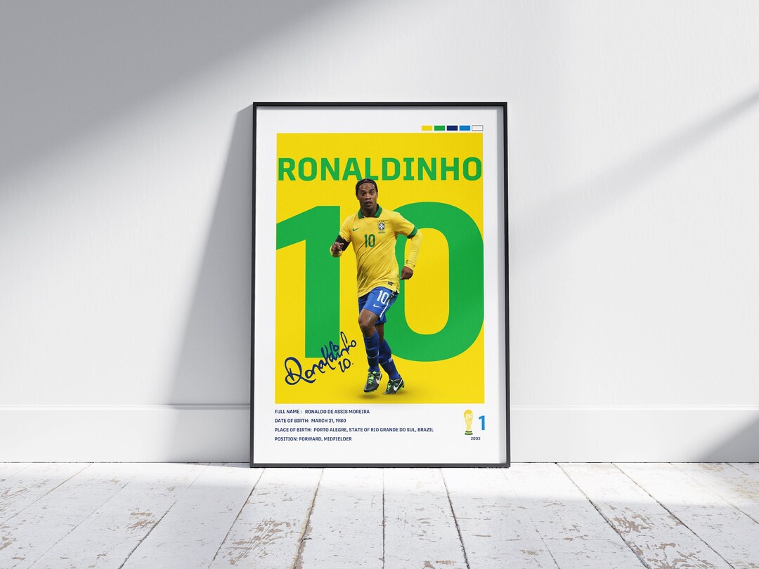 Ronaldinho Poster, Brazil Football Poster, Ronaldinho Wall Art ...