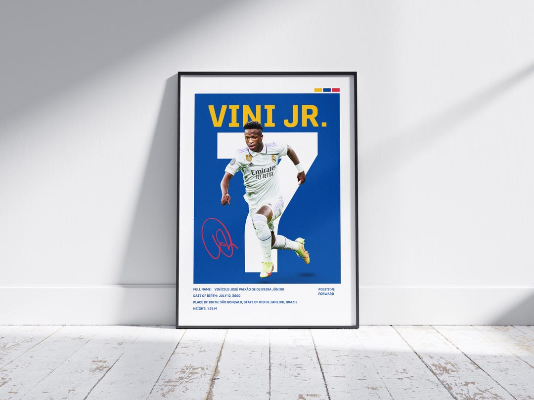 Vinícius Júnior Poster • Real Madrid Wall Art • Vini Jr Football Print ...