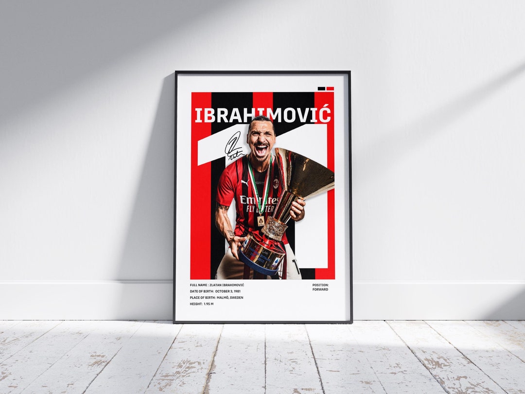 Zlatan Ibrahimovic Poster: AC Milan Soccer Print (digital Download ...