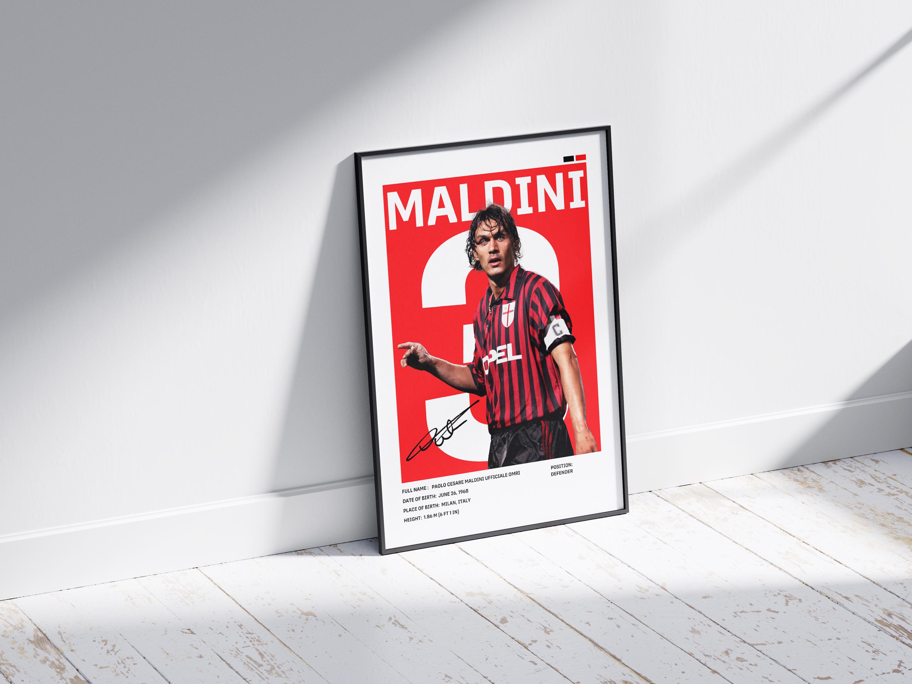 Paolo Maldini Poster, AC Milan Poster, Maldini Wall Art,maldini Print ...