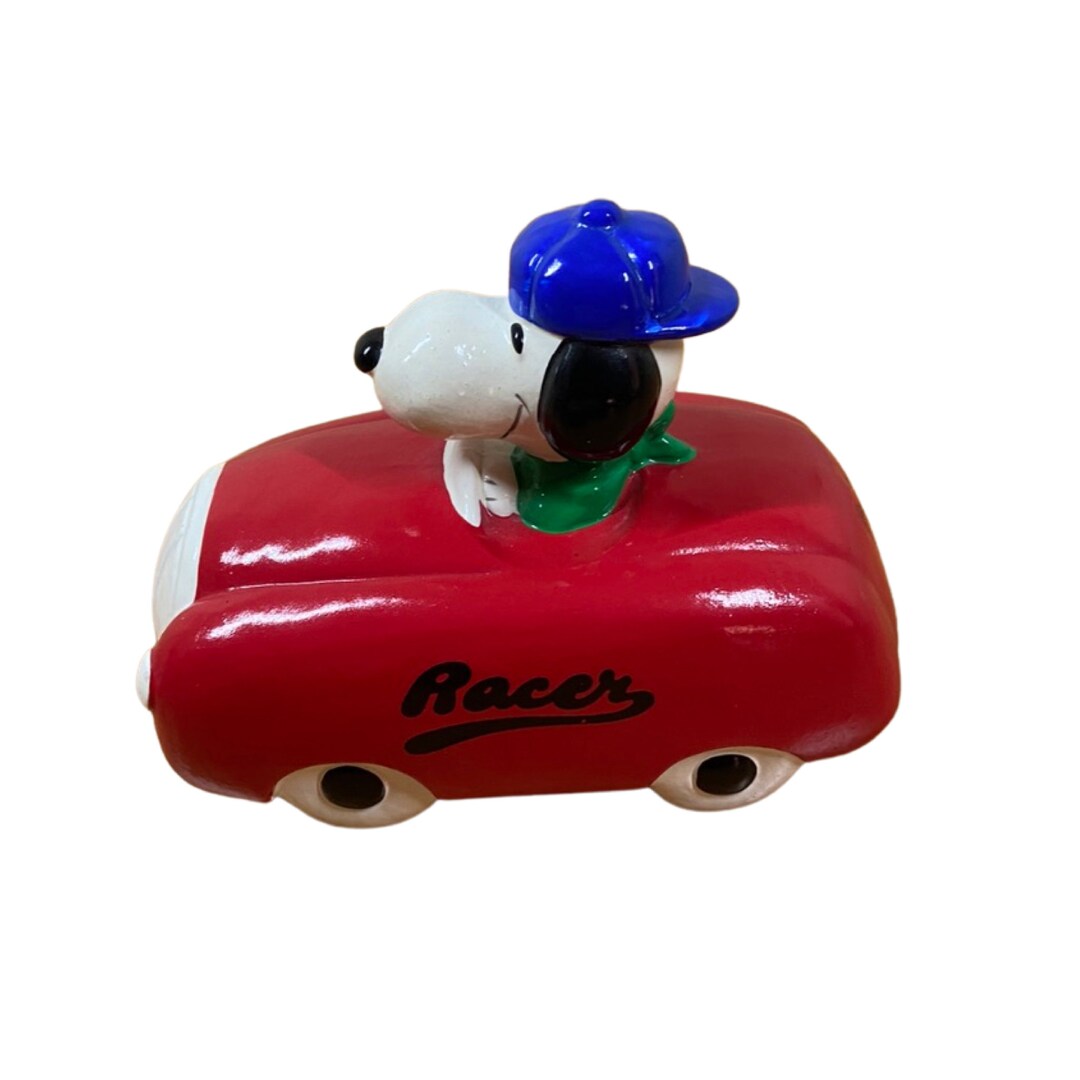 Vintage Peanuts Snoopy Race Car Racer Coin Bank 1960s - Etsy