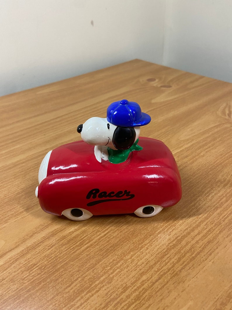 Vintage Peanuts Snoopy Race Car Racer Coin Bank 1960s - Etsy