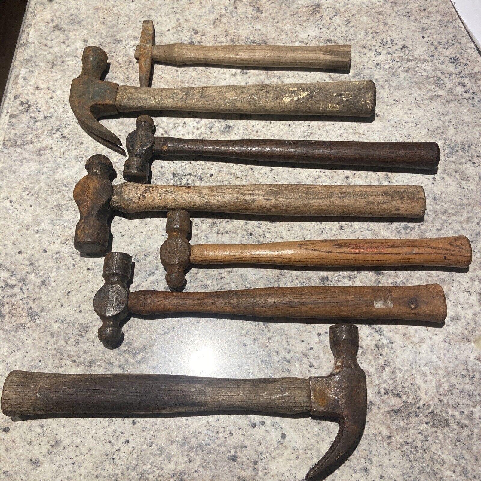 Lot of Seven Vintage Hammers Rustic Aged for Collectors - Etsy