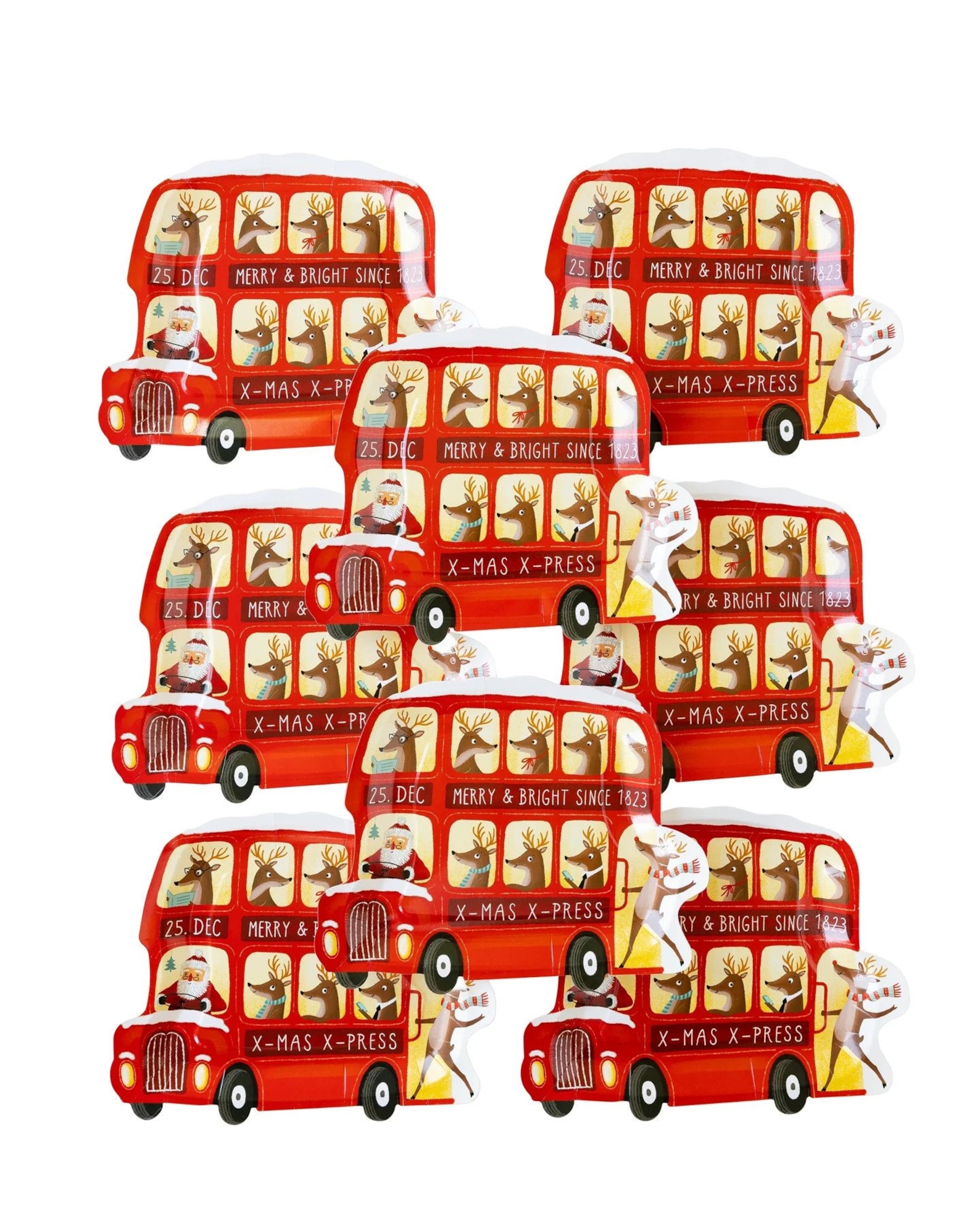 Reindeer Bus Shaped Plates, Santa and Reindeer Plates, Fun Party Plates ...