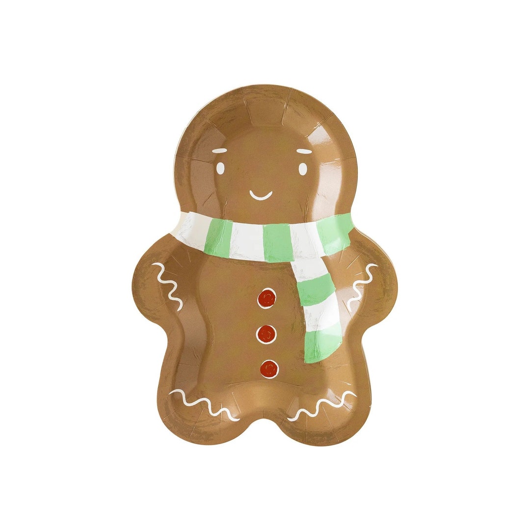Gingerbread Man With Scarf Shaped Plates, Holiday Dinner Plates ...