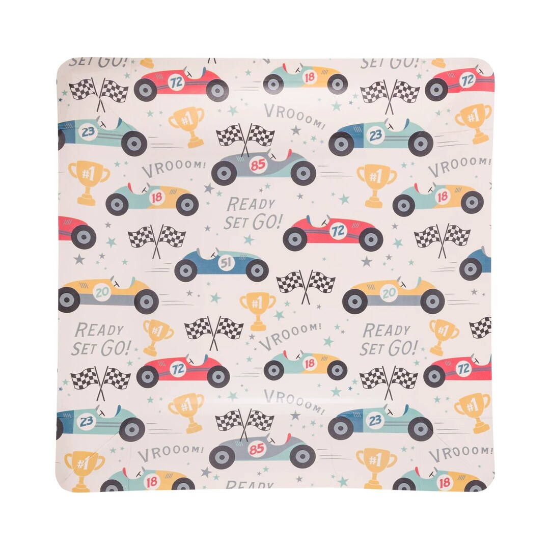 Race Car Pattern Plate, Race Car Party, F1 Party, Fast Car Plate ...