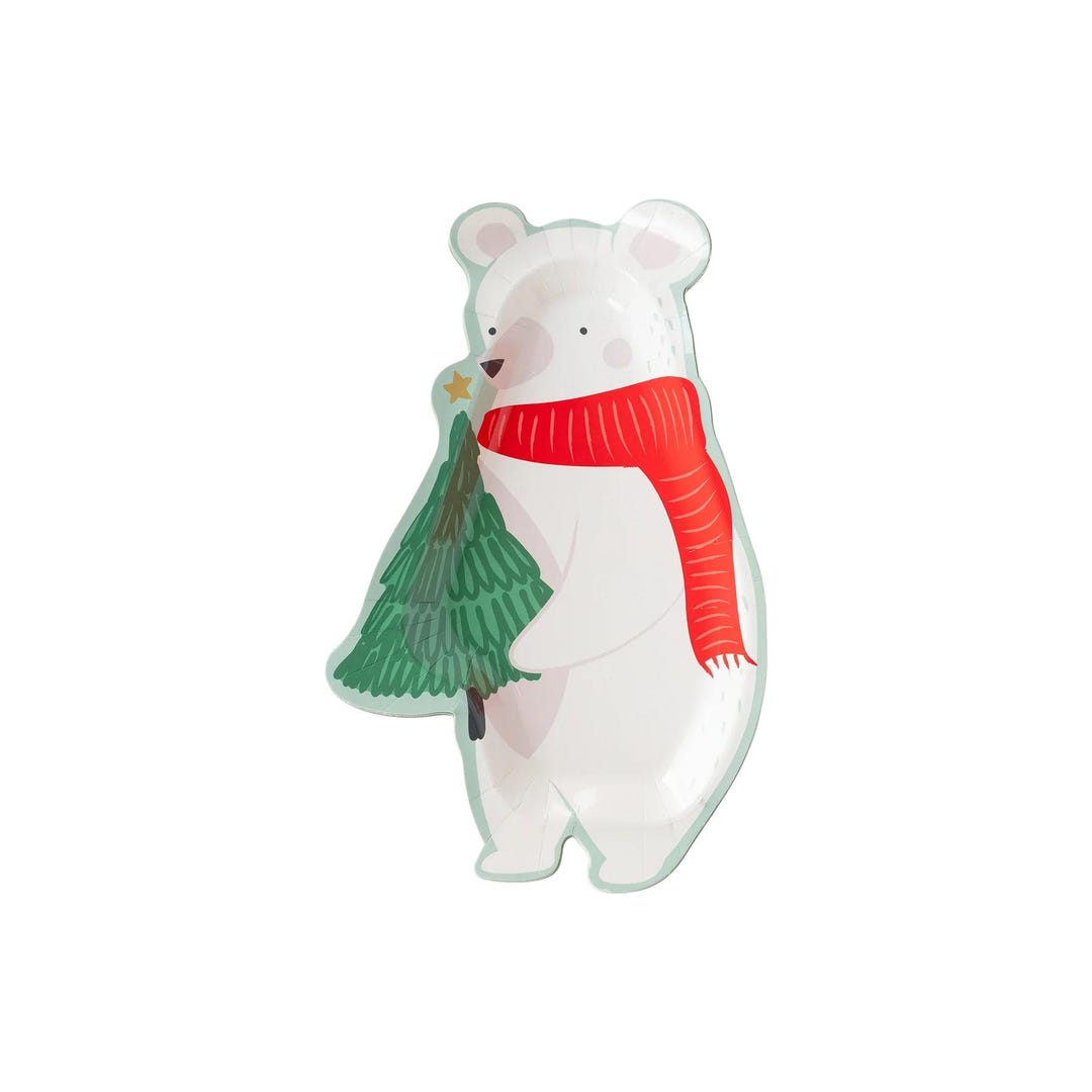 Christmas Polar Bear Plates, Christmas Plates, Holiday Party Plates ...