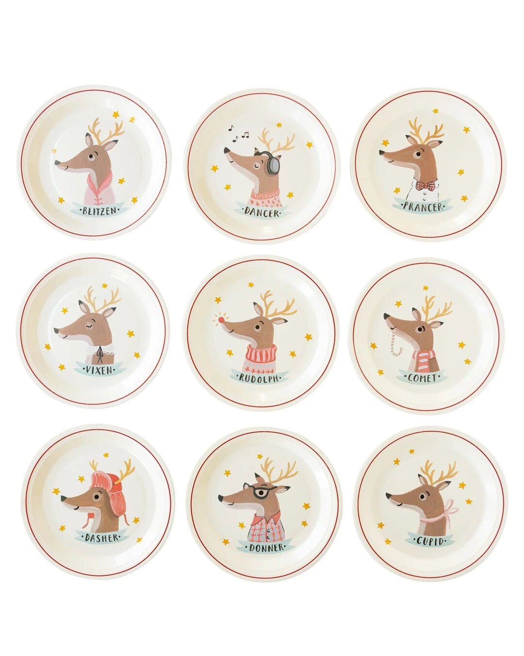 Rudolph and Friends Plates, Christmas Reindeer Plates, Holiday Party ...