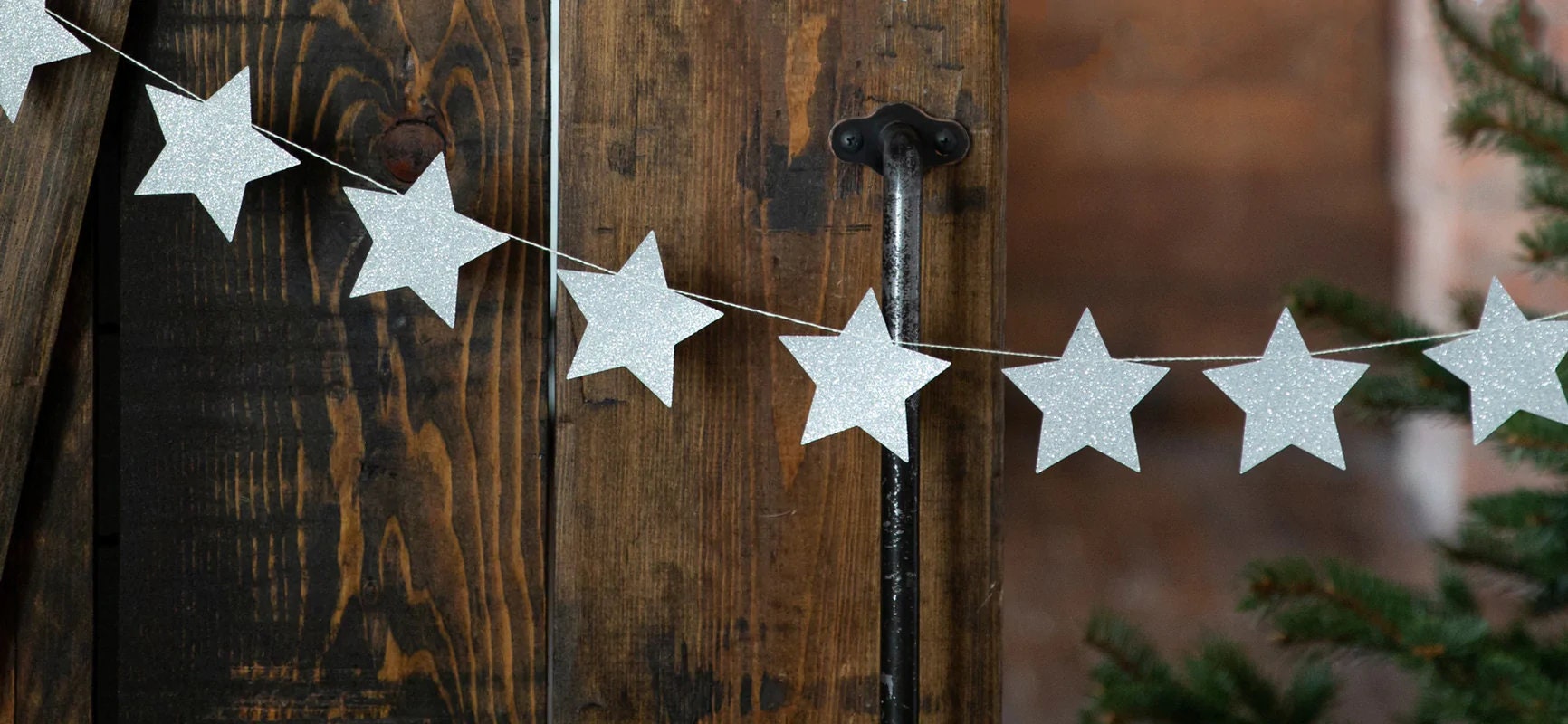 Silver Glitter Stars Banner Winter Wonderland Banner Space - Etsy