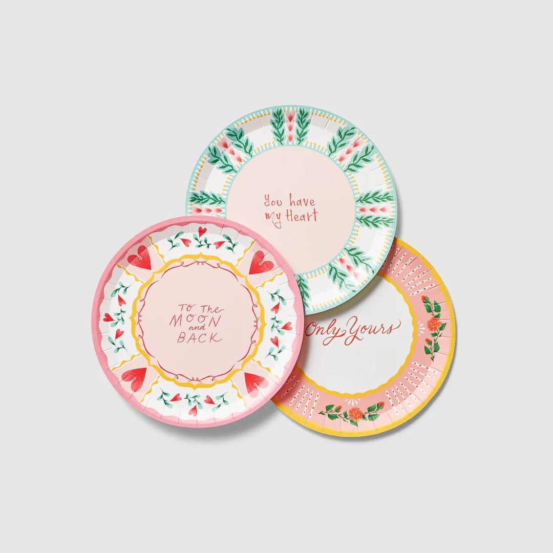 All You Need is Love Dinner Plates, Valentines Day Plates, Heart Plates ...