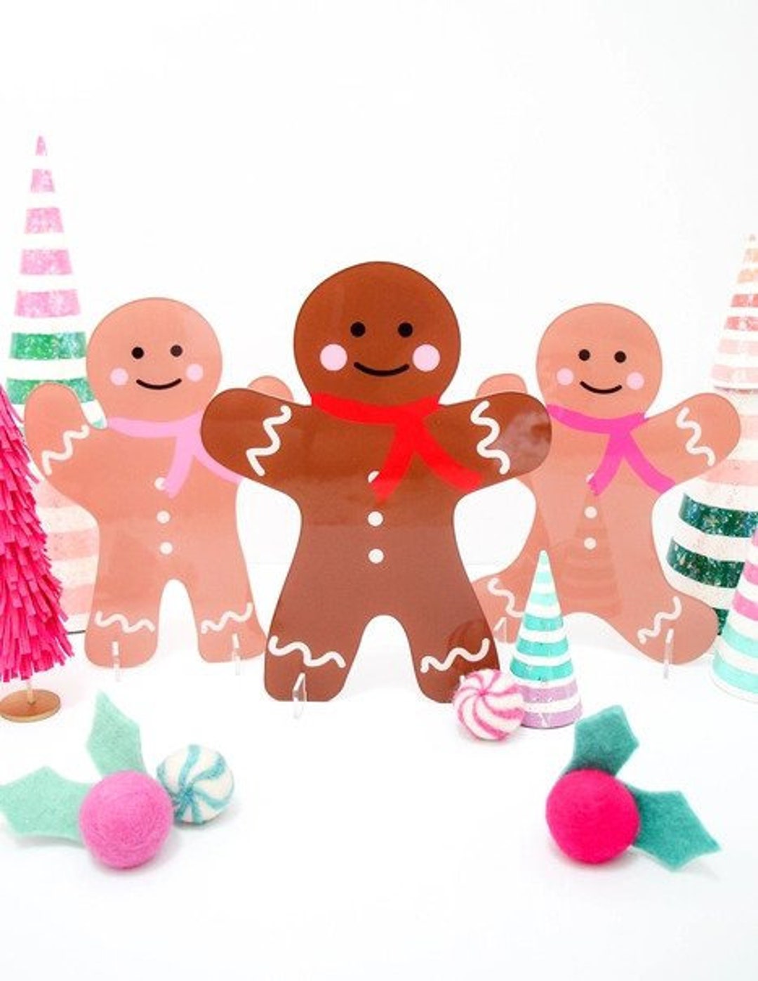 Acrylic Gingerbread Men, Set of 3 Acrylic Gingerbread Men, Holiday ...