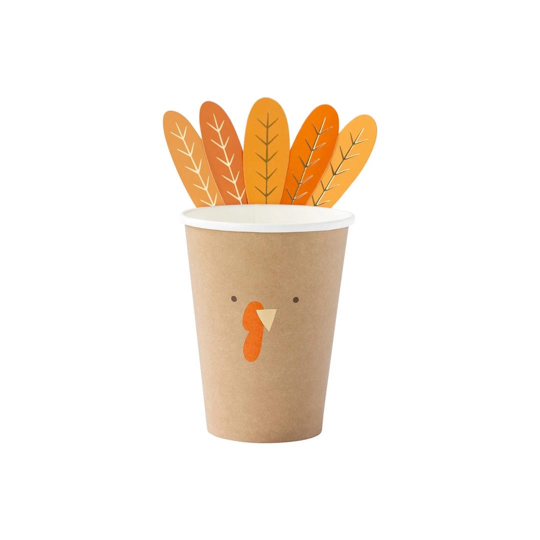 Harvest Turkey Paper Cups, Harvest Party Cups, Kids Thanksgiving Cups ...