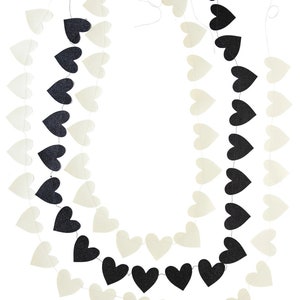Glitter Hearts Banner, Valentines Love Garland, Black and White ...