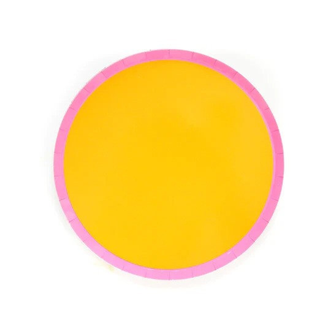 Pink and Yellow Plate, Back to School Party, School Decor, Pencil Plate ...
