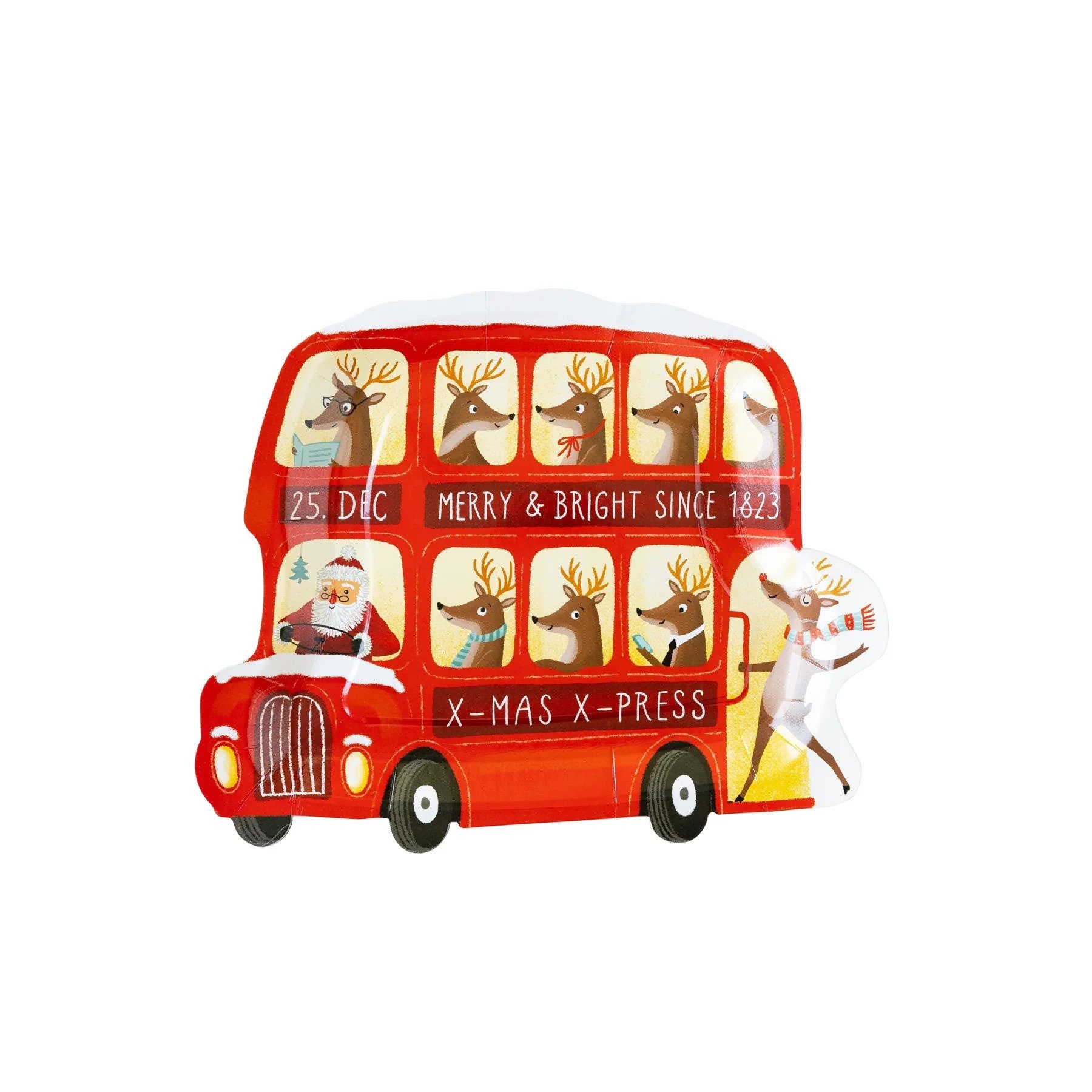 Reindeer Bus Shaped Plates, Santa and Reindeer Plates, Fun Party Plates ...