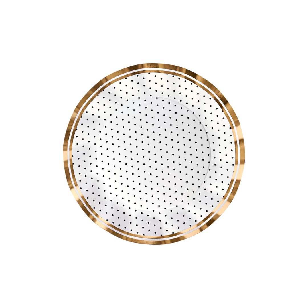 Black and White Party Plates, Polka Dot Party Plates, New Year's Plates ...