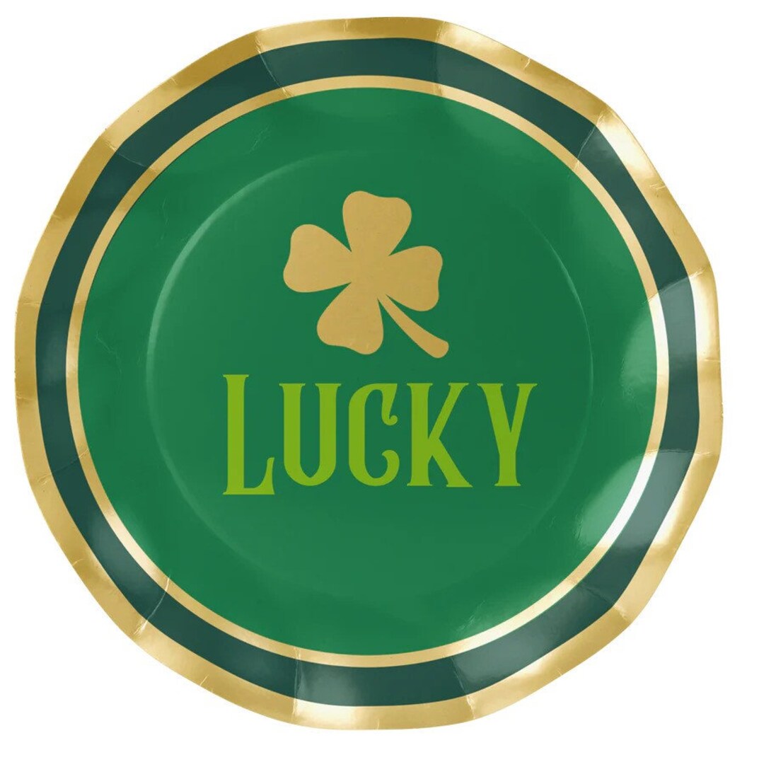 Lucky Dinner Plate, Shamrock Green Plate, Saint Patrick Party, St ...